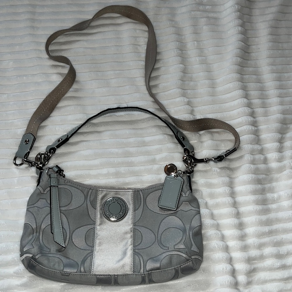 Coach Signature Canvas Gray Crossbody Bag Monogram De… - Gem